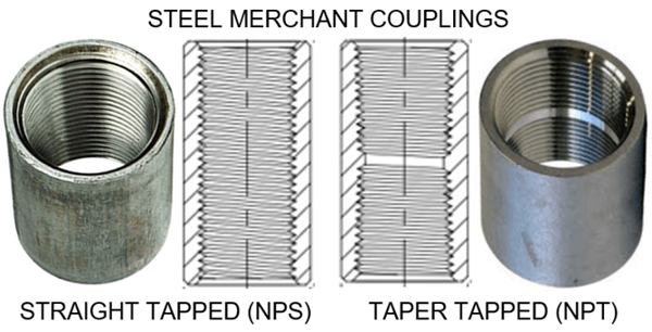 Why are steel merchant couplings up to 2” threaded NPS vs. NPT?