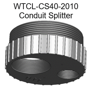 What is a conduit splitter used in industrial spool pitless unit well caps?