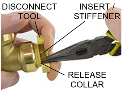 How can I remove the stiffener from a push-fit fitting?