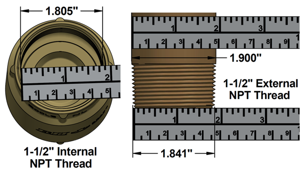 FPT or MPT thread size identification by actual dimensions of the ...