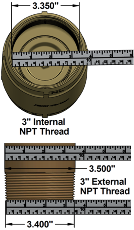 FPT or MPT thread size identification by actual dimensions of the ...