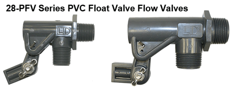 What is the flow capacity of the 28-PFV Series PVC Float Valves?