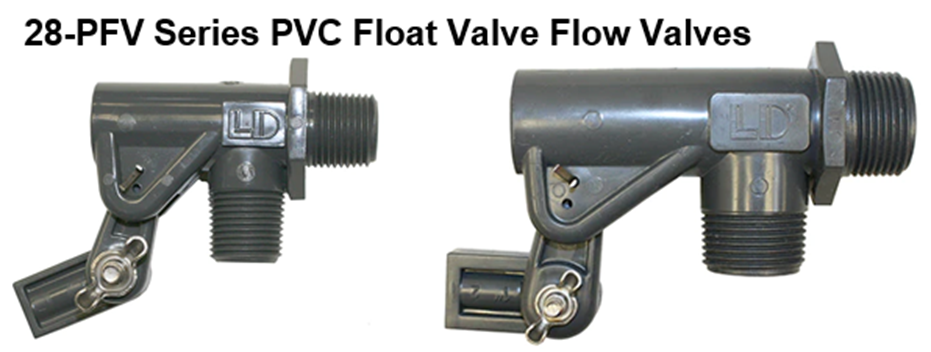 What is the flow capacity of the 28-PFV Series PVC Float Valves?