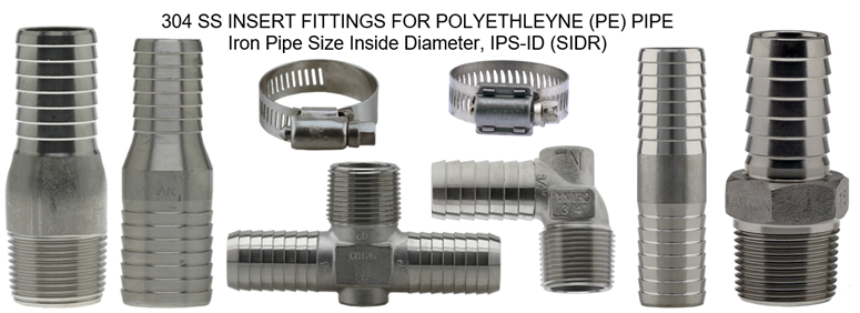 What are the Pressure & Temperature Ratings for 304 Stainless Steel Insert Fittings?
